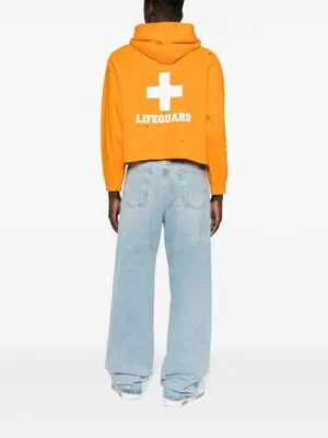 LIBERAL YOUTH MINISTRY Distressed-finish Cropped Hoodie