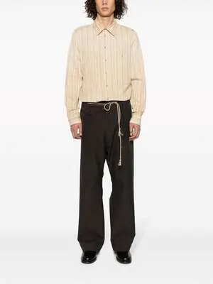 UMA WANG Tab Striped Cotton Shirt - Neutrals