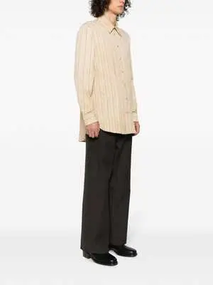 UMA WANG Tab Striped Cotton Shirt - Neutrals