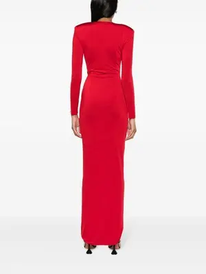 NISSA Floral-appliqué Maxi Dress - Red