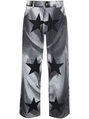 LIBERAL YOUTH MINISTRY Photograph-print Cropped Jeans - Black