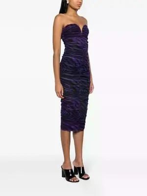 NISSA Zebra-print Ruched Midi Dress