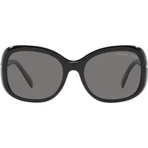 Prada 57mm Polarized Rectangle Sunglasses - Black