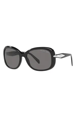 Prada 57mm Polarized Rectangle Sunglasses