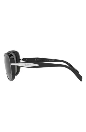 Prada 57mm Polarized Rectangle Sunglasses