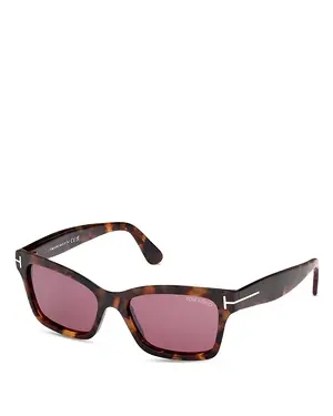 TOM FORD Square Frame Sunglasses - Havana/pink Mirrored Solid