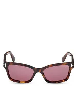 TOM FORD Square Frame Sunglasses - Havana/pink Mirrored Solid