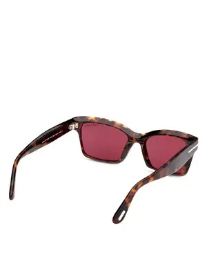 TOM FORD Square Frame Sunglasses - Havana/pink Mirrored Solid