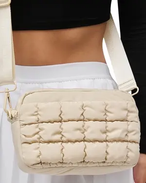 SOL AND SELENE Quilted Nylon Crossbody - Cream