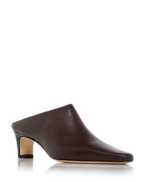 Staud Leather Mid-heel Mules - Espresso Leather