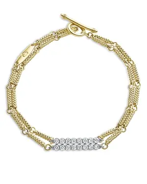 Lagos 18k Gold And Diamond Signature Caviar Bracelet - Gold/white
