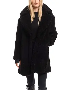 Sam. Sherpa Mid Length Coat - Black