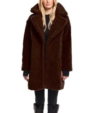 Sam. Sherpa Mid Length Coat - Chocolate