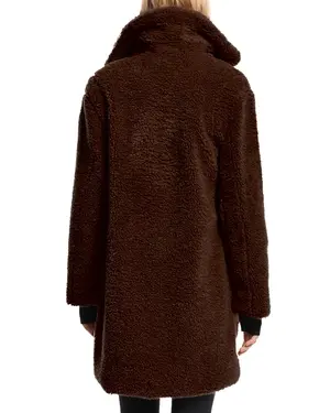 Sam. Sherpa Mid Length Coat - Chocolate