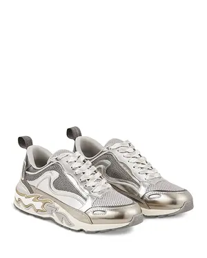 Sandro Flame Lace Up Sneakers - Silver