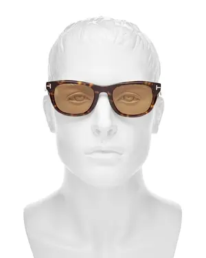 TOM FORD Kendel Square Sunglasses - Dark Havana/brown Polarized Solid