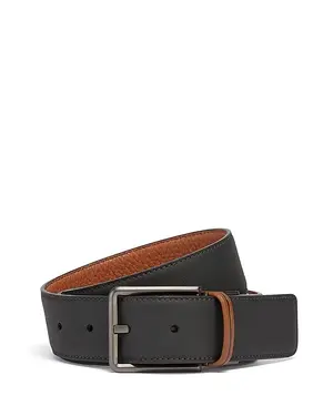 Zegna Grained Reversible Leather Belt - Black/vicuna