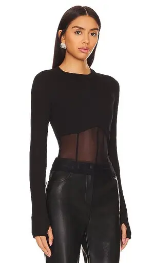 Michael Lauren Danton Rib Mesh Corset Top