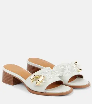See By Chloé Embellished Leather Mules - White