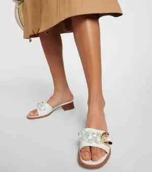 See By Chloé Embellished Leather Mules - White