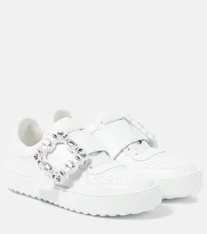 ROGER VIVIER Roger Vivier Very Vivier Embellished Leather Sneakers White