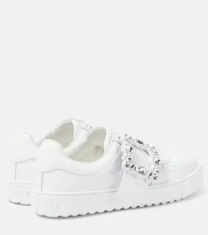 ROGER VIVIER Very Vivier Embellished Leather Sneakers - White