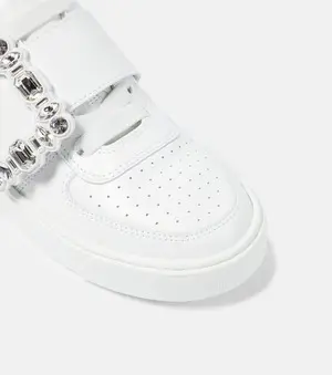 ROGER VIVIER Very Vivier Embellished Leather Sneakers - White