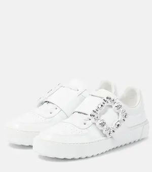 ROGER VIVIER Very Vivier Embellished Leather Sneakers - White