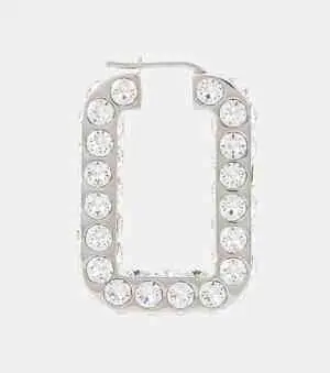 Amina Muaddi Charlotte Embellished Hoop Earrings