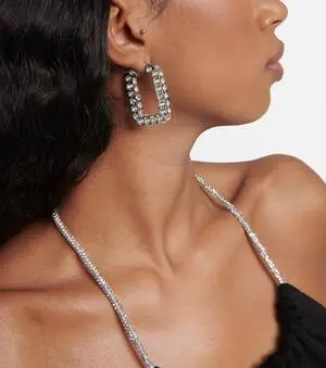 Amina Muaddi Charlotte Embellished Hoop Earrings
