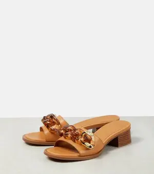 See By Chloé Embellished Leather Mules - Beige