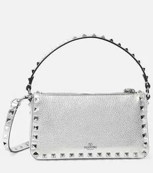 Valentino Garavani Rockstud Small Leather Crossbody Bag - Silver