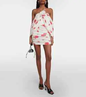 Magda Butrym Floral-appliqué Ruched Minidress - Multicoloured
