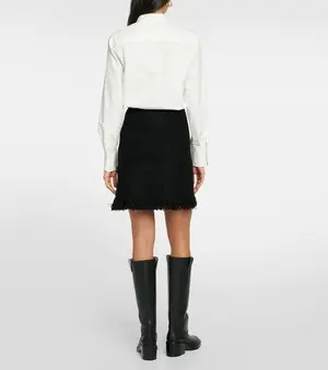 Chloé High-rise Fringed Wool-blend Miniskirt - Black