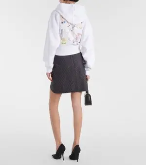 Off-White Printed Cropped Hoodie - Multicoloured