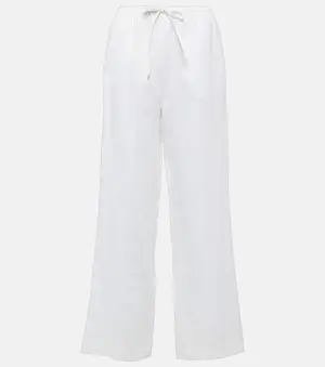 Asceno Aurelia Linen Straight Pants - White