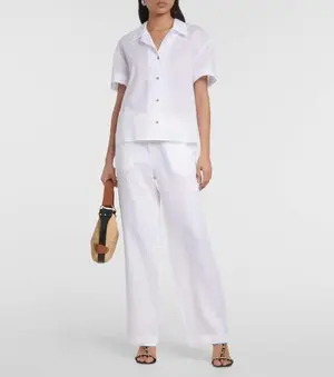 Asceno Aurelia Linen Straight Pants - White
