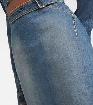 Alaïa Denim Pencil Skirt - Blue