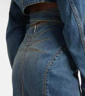 Alaïa Denim Pencil Skirt - Blue