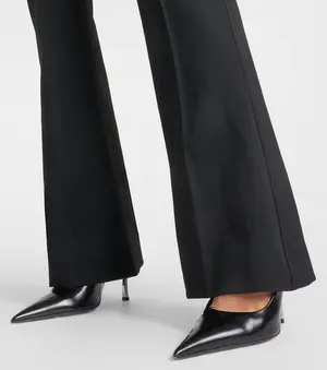 Versace High-rise Flared Wool-blend Pants - Black