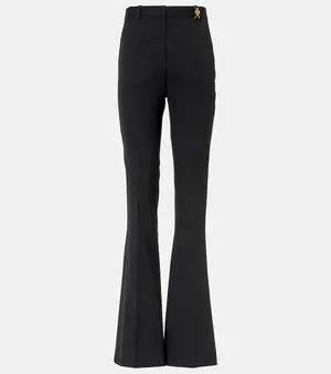 Versace High-rise Flared Wool-blend Pants - Black