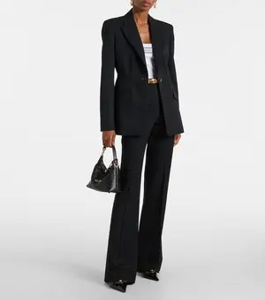 Versace High-rise Flared Wool-blend Pants - Black