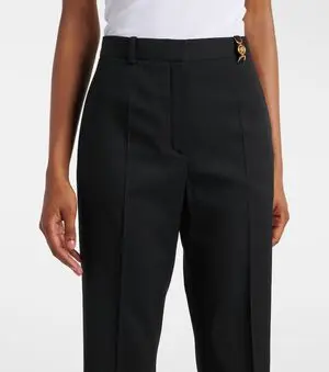 Versace High-rise Flared Wool-blend Pants - Black