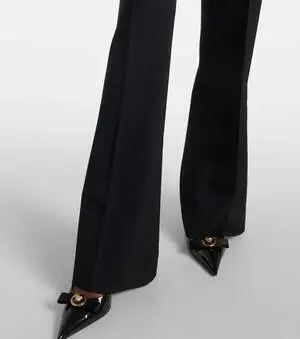 Versace High-rise Flared Wool-blend Pants - Black