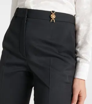 Versace High-rise Flared Wool-blend Pants - Black