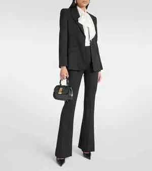 Versace High-rise Flared Wool-blend Pants - Black