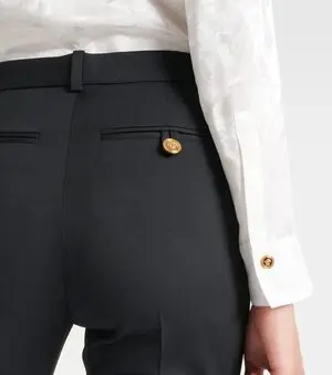 Versace High-rise Flared Wool-blend Pants - Black