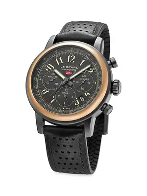 Chopard Mille Miglia Limited Edition 18k Rose Gold, Stainless Steel & Leather Strap Chronograph Watch - Black