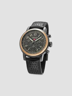 Chopard Mille Miglia Limited Edition 18k Rose Gold, Stainless Steel & Leather Strap Chronograph Watch - Black