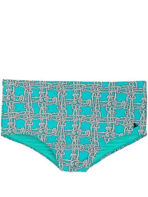 AMIR SLAMA Graphic-print Swimming Trunks - Blue
